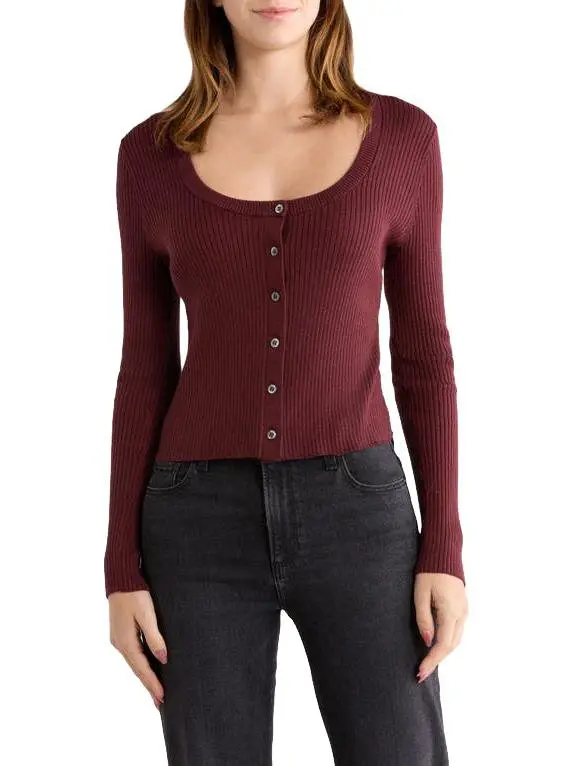 Paige Lima Organic Cotton Blend Cardigan - Oxblood