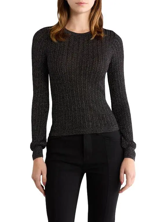 Paige Adela Ribbed Metallic Sweater - Black