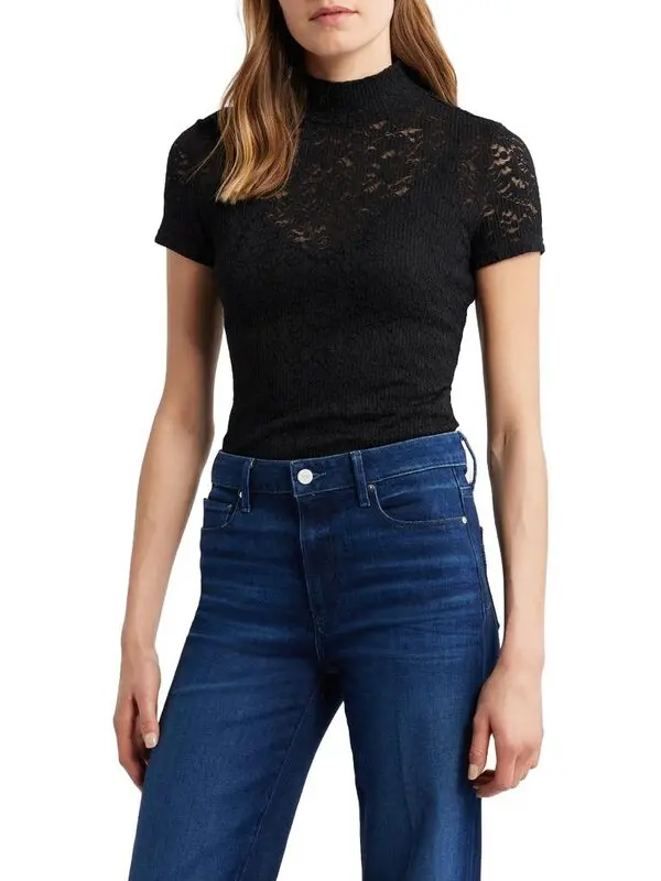 Paige June Stretch Lace T-shirt - Black