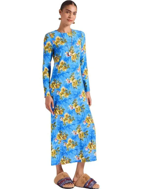 La DoubleJ Long Sleeve Swing Dress - Riptide Light Blue