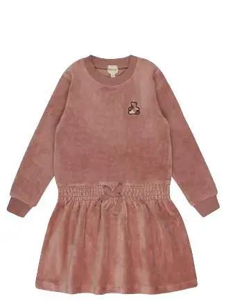 ELY'S & CO. Plaid Velour Bear Dress - Pink