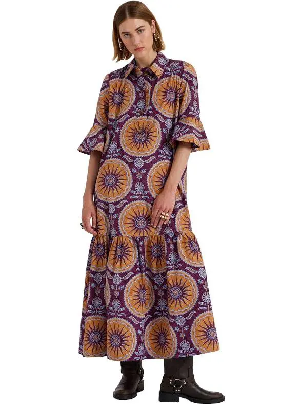 La DoubleJ Artemis Printed Cotton Dress - Sovereign Purple