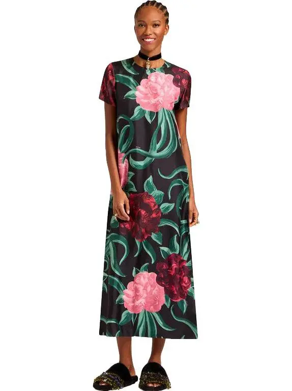La DoubleJ Swing Maxi Dress - Peony Black