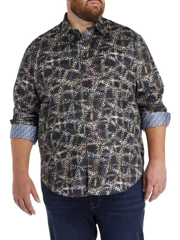 ROBERT GRAHAM DXL Big & Tall Grid Textured Sport Shirt - Multi