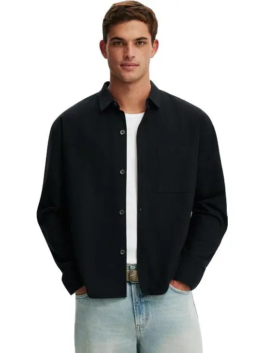 COTTON ON Bedford Long Sleeve Shirt - Black Emb