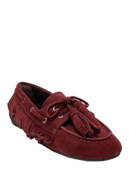 FOREVER & ALWAYS SHOES Fenora Leather Tassel Loafer - Burgundy Suede Leather