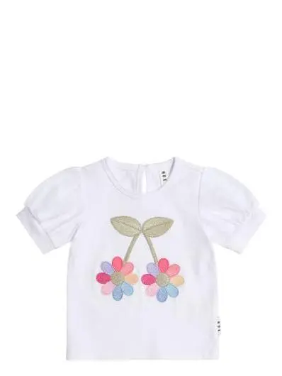 HUXBABY Flower Power Puff Sleeve Tee - White
