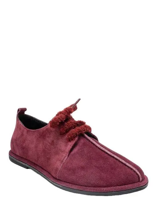FOREVER & ALWAYS SHOES Denora Leather Lace Up Shoes - Burgundy Suede Leather