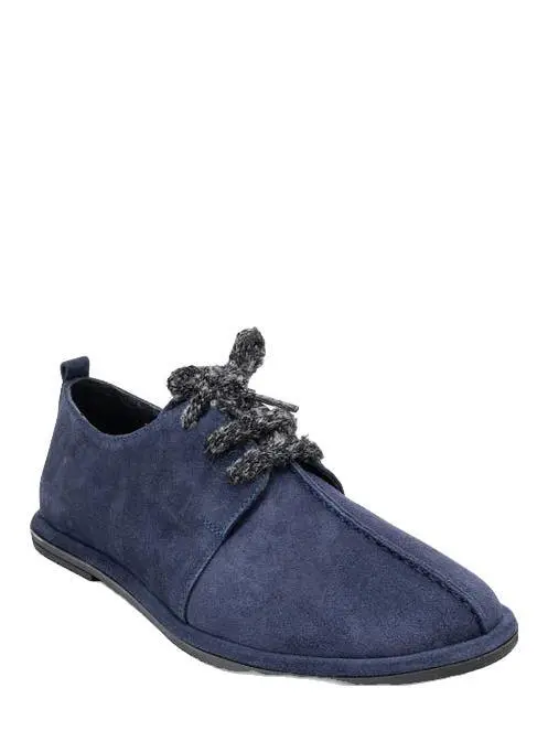 FOREVER & ALWAYS SHOES Denora Leather Lace Up Shoes - Navy Suede Leather
