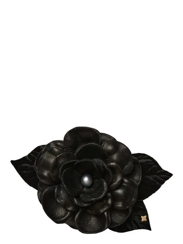 HELENA SIMON The Gardenia Floral Brooch - Black