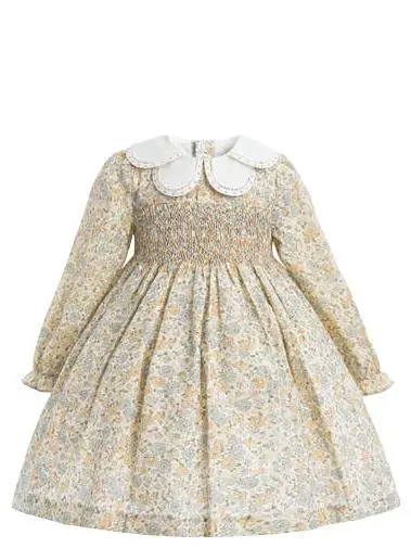 TULLEEN Floral Smocked Dress - Cream
