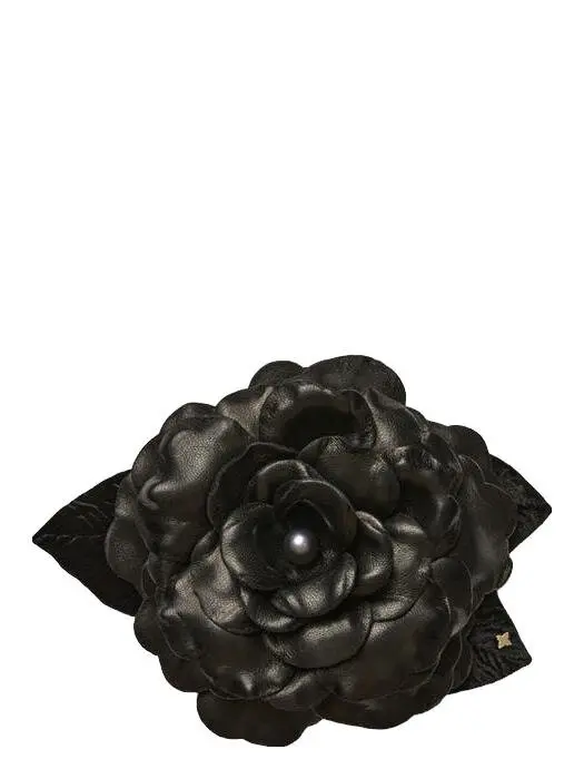 HELENA SIMON The Large Gardenia Floral Brooch - Black