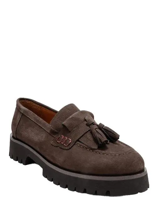 FOREVER & ALWAYS SHOES Leather Tassel Loafer - Brown Suede Leather