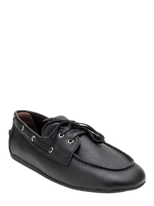 FOREVER & ALWAYS SHOES Serelis Leather Lace Up Loafer - Black Leather