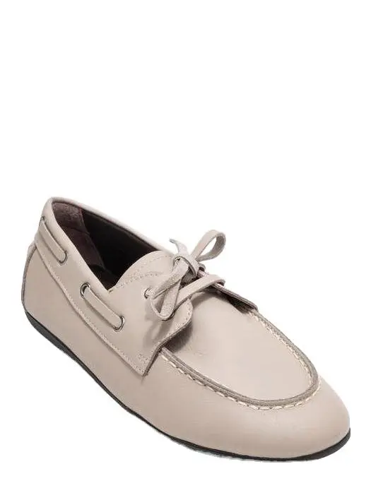 FOREVER & ALWAYS SHOES Serelis Leather Lace Up Loafer - Light Beige Leather