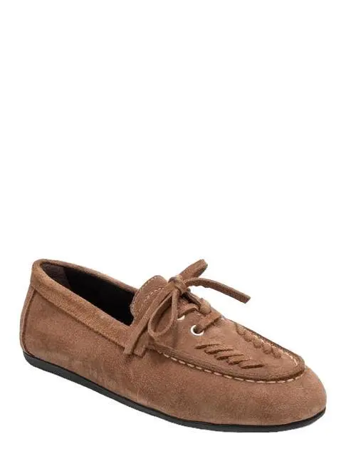 FOREVER & ALWAYS SHOES Lorven Leather Lace Up Loafer - Cognac Suede Leather