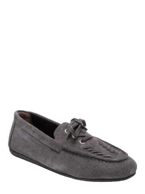 FOREVER & ALWAYS SHOES Lorven Leather Lace Up Loafer - Grey Suede Leather