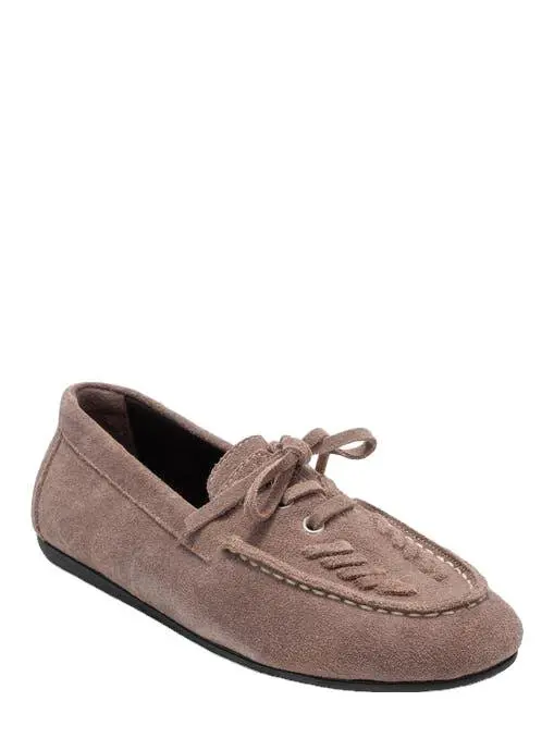 FOREVER & ALWAYS SHOES Lorven Leather Lace Up Loafer - Light Brown Suede Leather