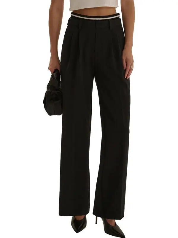 FAVORITE DAUGHTER The Varsity Wide Leg Pants - Black
