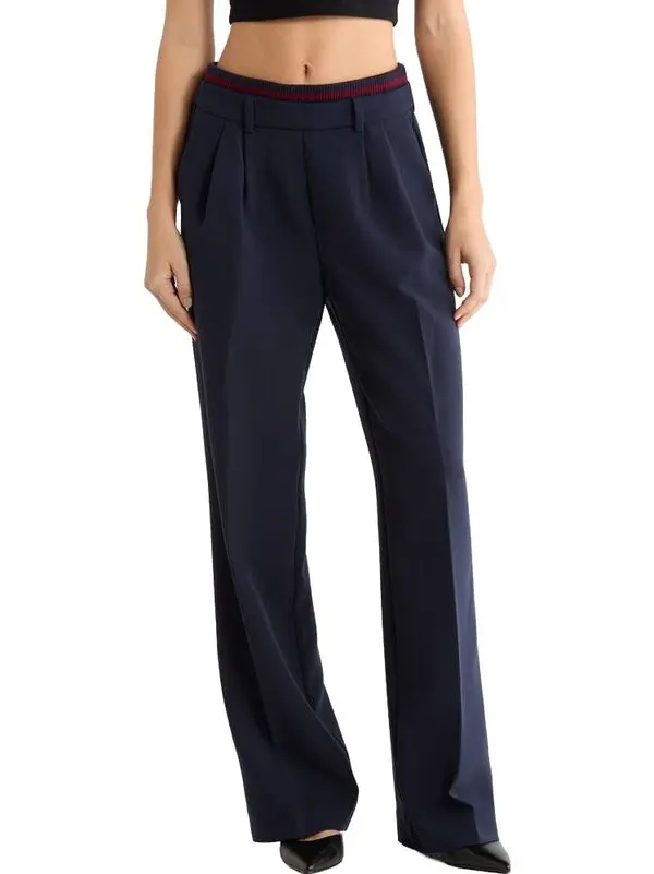 FAVORITE DAUGHTER The Varsity Wide Leg Pants - Navy/vino