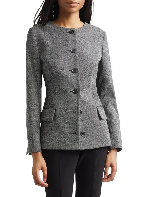 Proenza Schouler Annemarie Stretch Wool Mélange Jacket - Dark Grey Melange