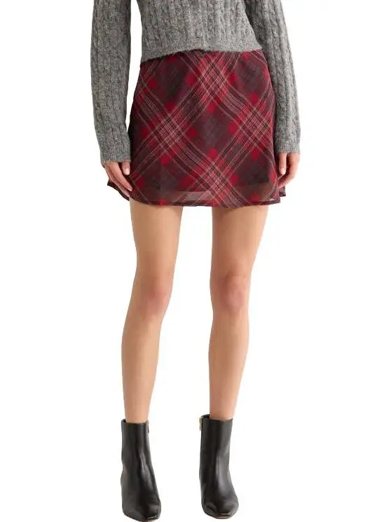ALL IN FAVOR Plaid Mini Skirt - Red Plaid