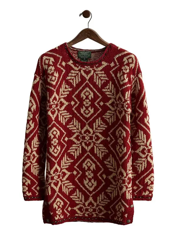 Ralph Lauren C. 1990 Wool-silk Geometric Sweater - Red