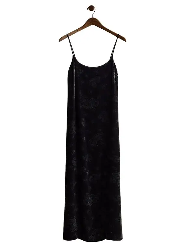 Ralph Lauren C. 1994 Paisley Velvet Dress - Black