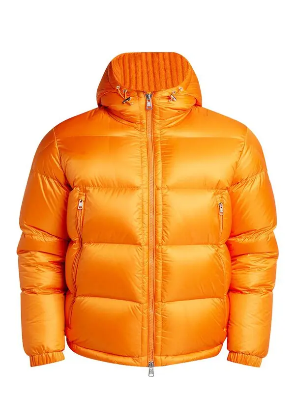 Moncler Quilted Ripstop Down Hooded Jacket - Orange