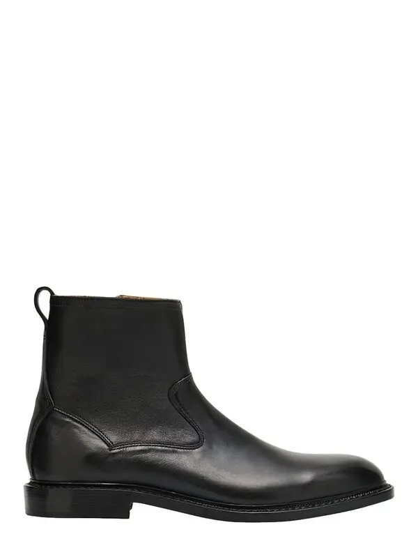 ALLEN EDMONDS RESERVE Marcus Grained Leather Zip Ankle Boots - Black