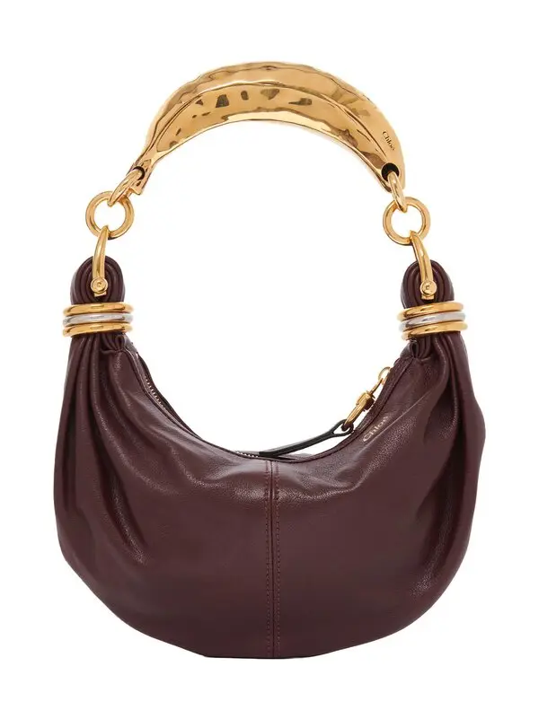 Chloé Leather Shoulder Bag With Bracelet Handle - Purple