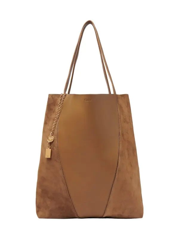 Chloé Spin Leather And Suede Tote - Brown
