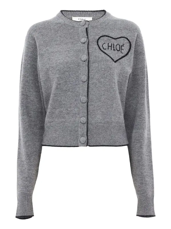 Chloé Cashmere-wool Ribbed Knit Cardigan - Grey