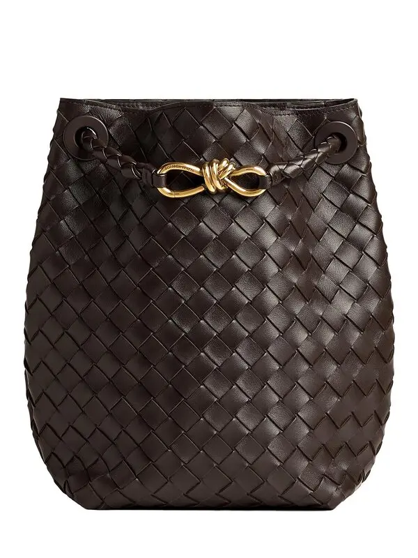 Bottega Veneta Small Andiamo Intrecciato Leather Bucket Bag - Brown