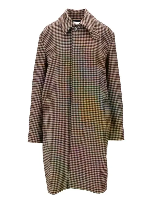 Saint Laurent Vichy Checked Coat - Neutrals