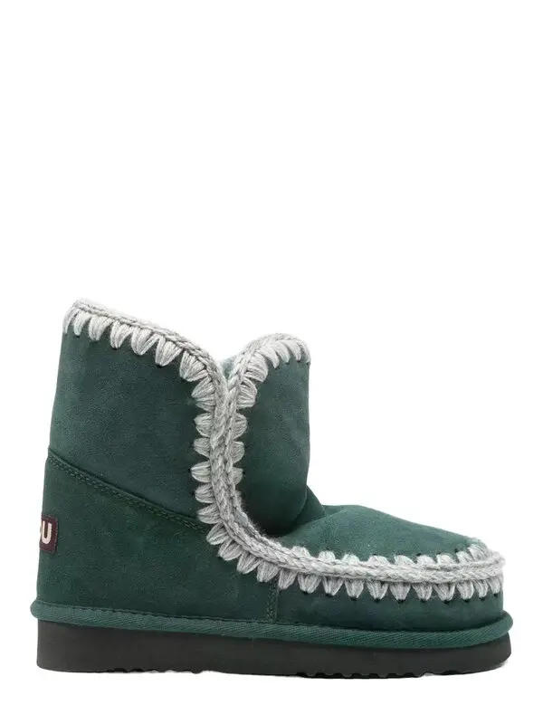 Mou 18 Stitch-detail Suede Boots - Green