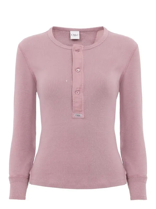 Chloé Logo-embroidered Henley - Purple