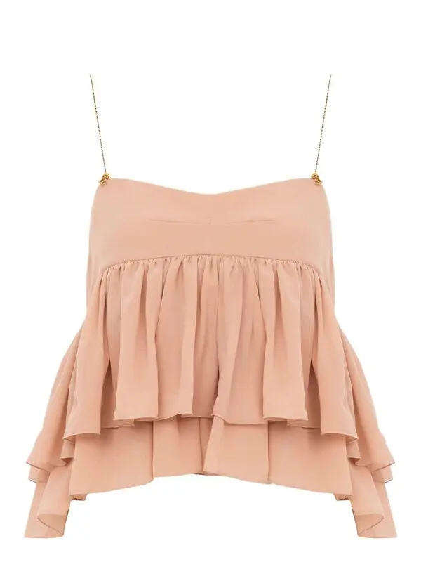Chloé Silk Tiered Georgette Camisole - Pink