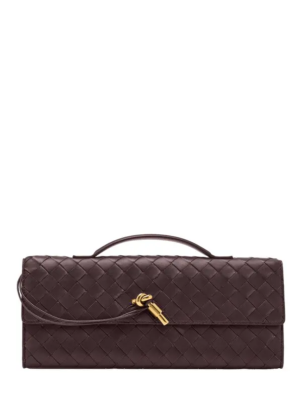 Bottega Veneta Andiamo Intrecciato Leather Clutch - Burgundy