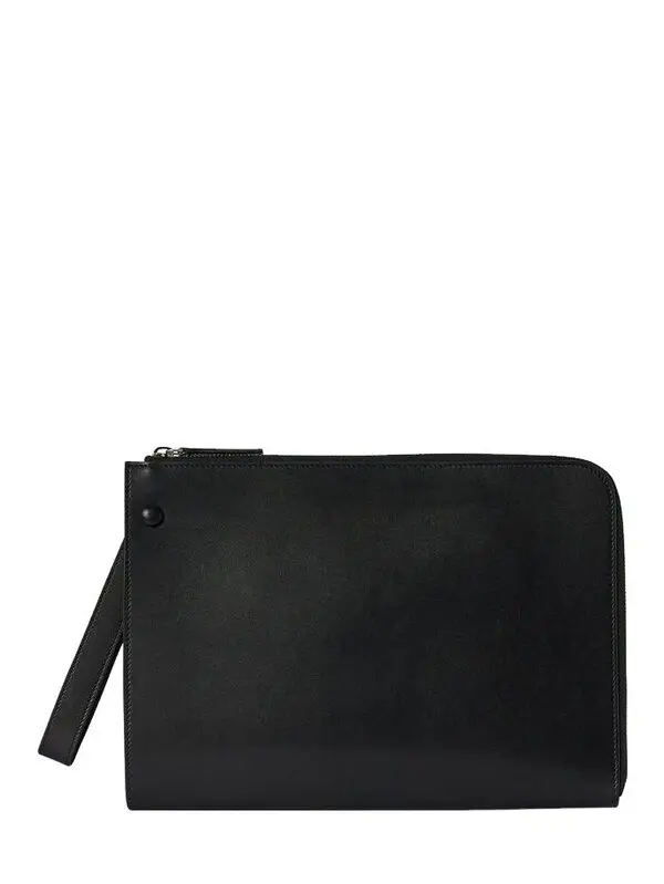 THE ROW Medium Leather Wristlet - Black