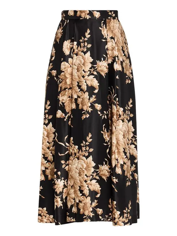 Dolce & Gabbana Douchesse Cretonne Midi Skirt - Rose Print