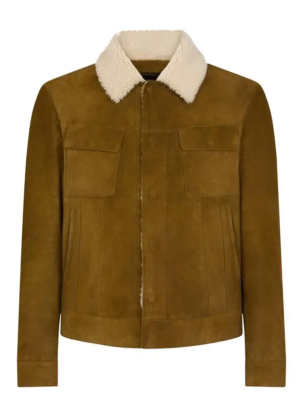 TOM FORD Calf Leather Shearling-trim Bomber Jacket - Brown