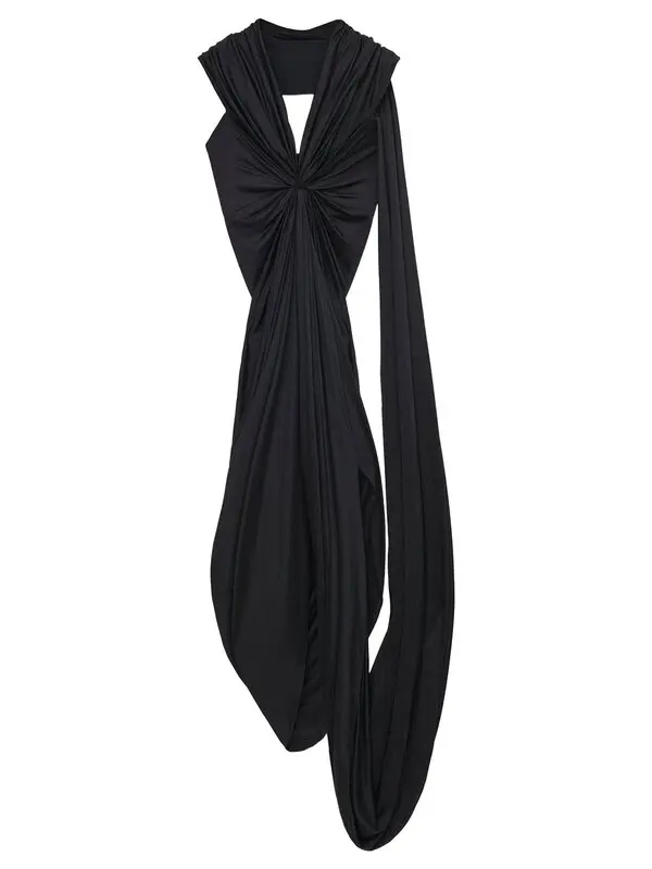 Loewe Draped Asymmetric Maxi Dress - Black
