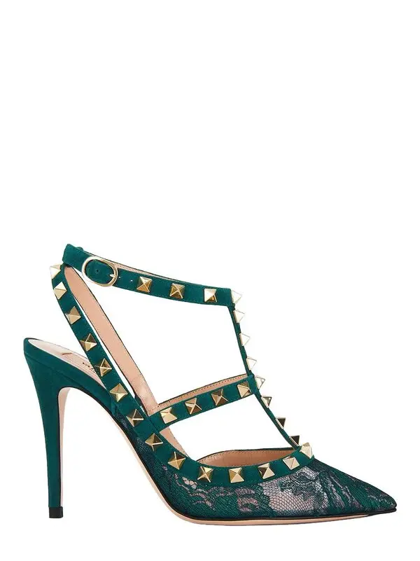 Valentino Garavani Rockstud Ankle Strap Pumps - Marine Emerald & Antique Green