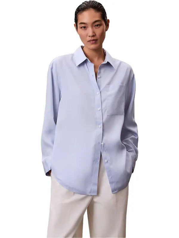 Calvin Klein Tencel Roll Tab Button-down Shirt - Casual Blue