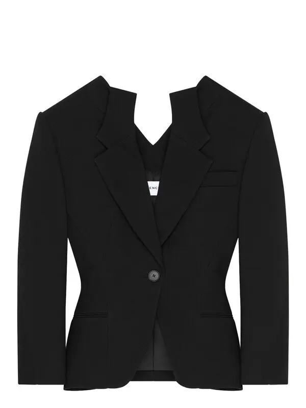 Givenchy Single-breasted Jacket In Wool Crepe - Black