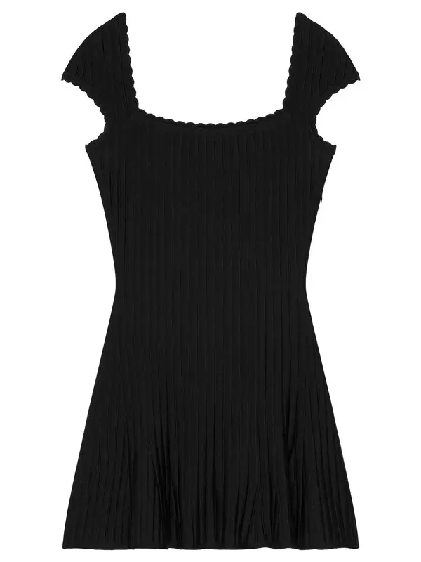 Givenchy A-line Ribbed Knit Dress - Black