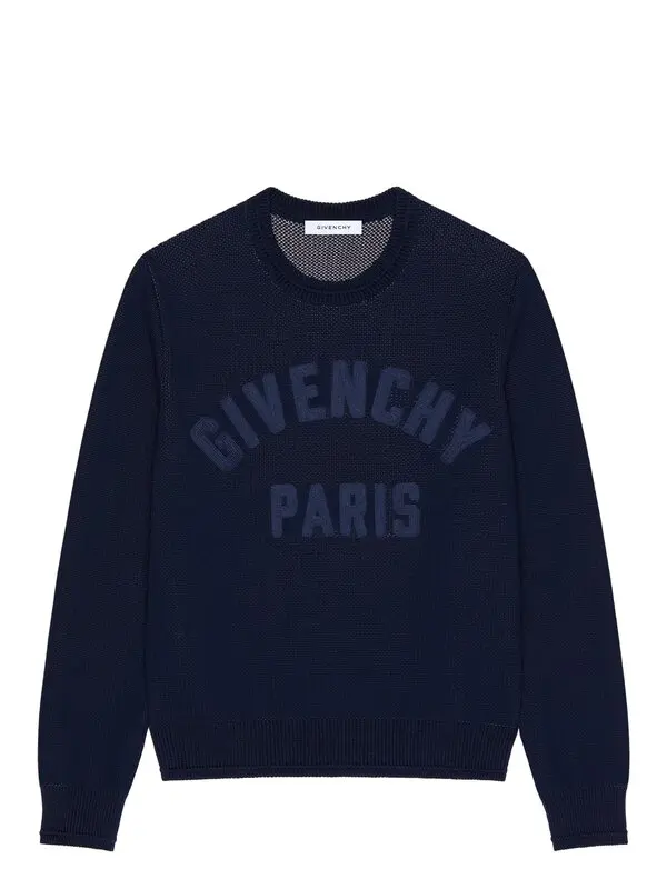 Givenchy Cotton Knit Sweater With Embroidery - Dark Navy