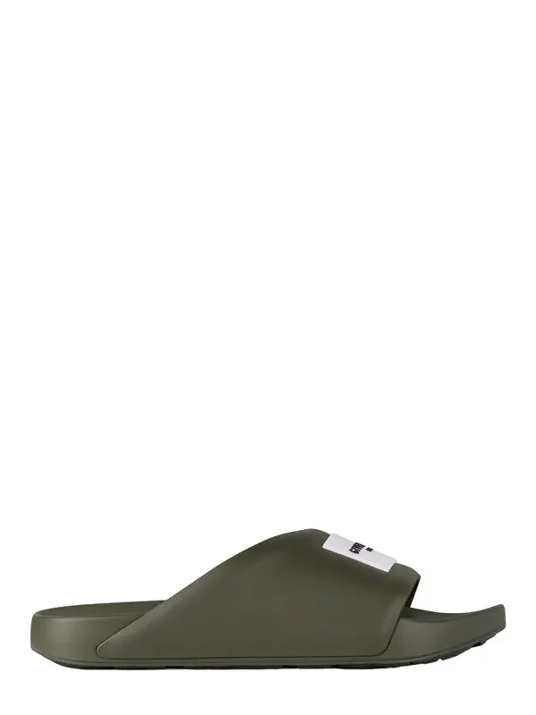 Givenchy Label Slide Flat Mules - Khaki