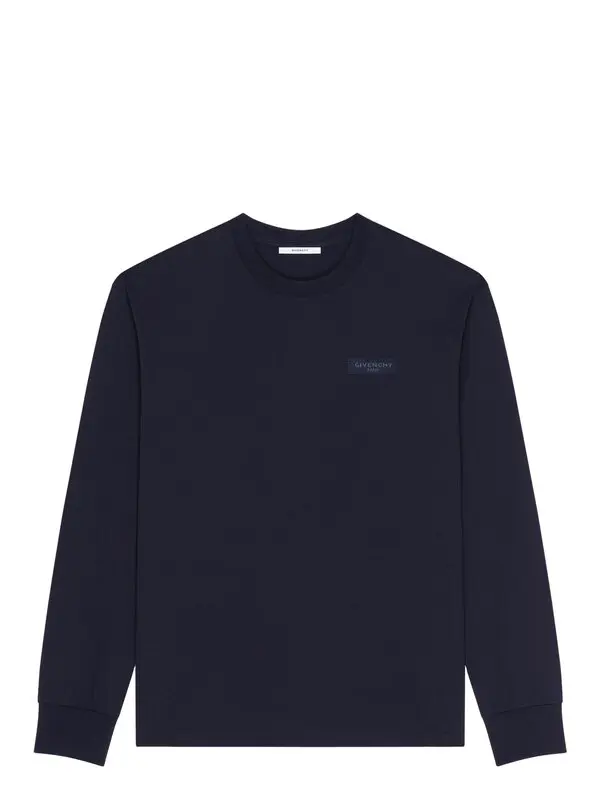 Givenchy T-shirt In Cotton With Paris Gros Grain - Dark Navy
